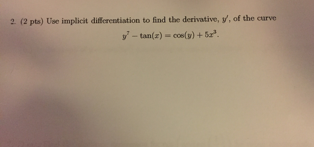 Solved Use implicit differentiation to find the derivative, | Chegg.com