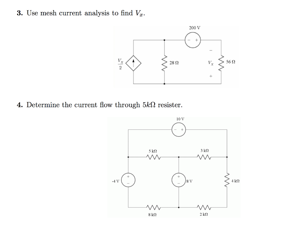 Solved 3. Use mesh current analysis to find V 200 V 28 Ω 2 | Chegg.com
