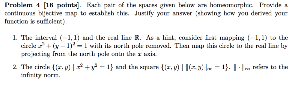 Solved Problem 4 [16 points]. Each pair of the spaces given | Chegg.com