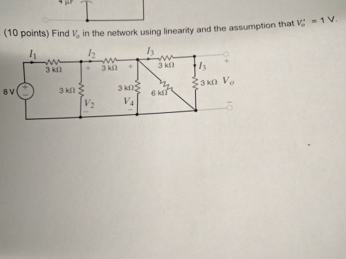 Solved (10 points) Find v, in the network using linearity | Chegg.com