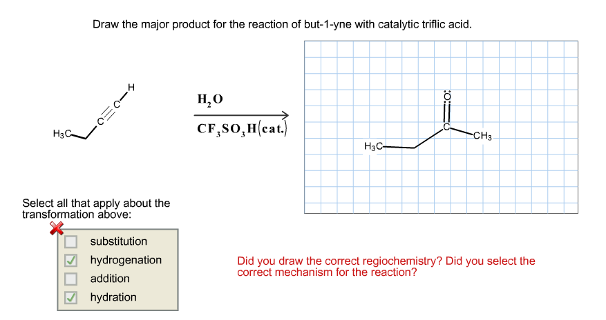 Solved Draw the major product for the reaction of but-1-yne | Chegg.com