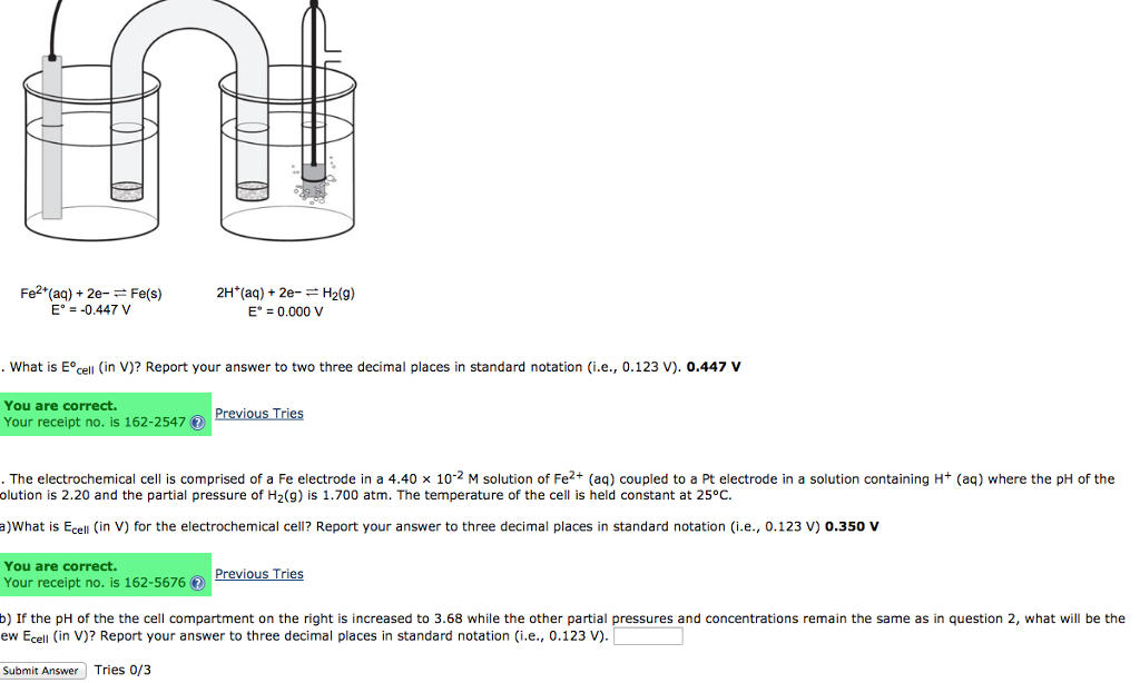 Solved Fe2+(aq) + 2e-= Fe(s) E-0.447 V 2H+(aq) + 2e- H2(g) | Chegg.com