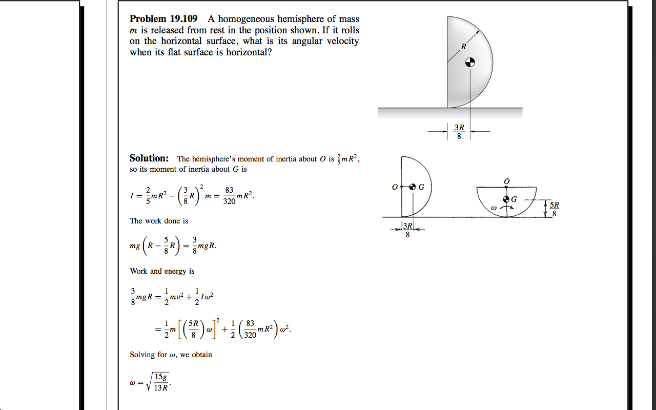 Solved A homogeneous hemisphere of mass m is released from | Chegg.com