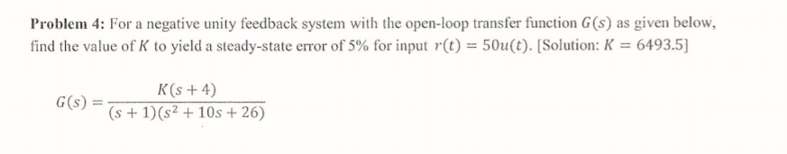 Solved For a negative unity feedback system with the | Chegg.com