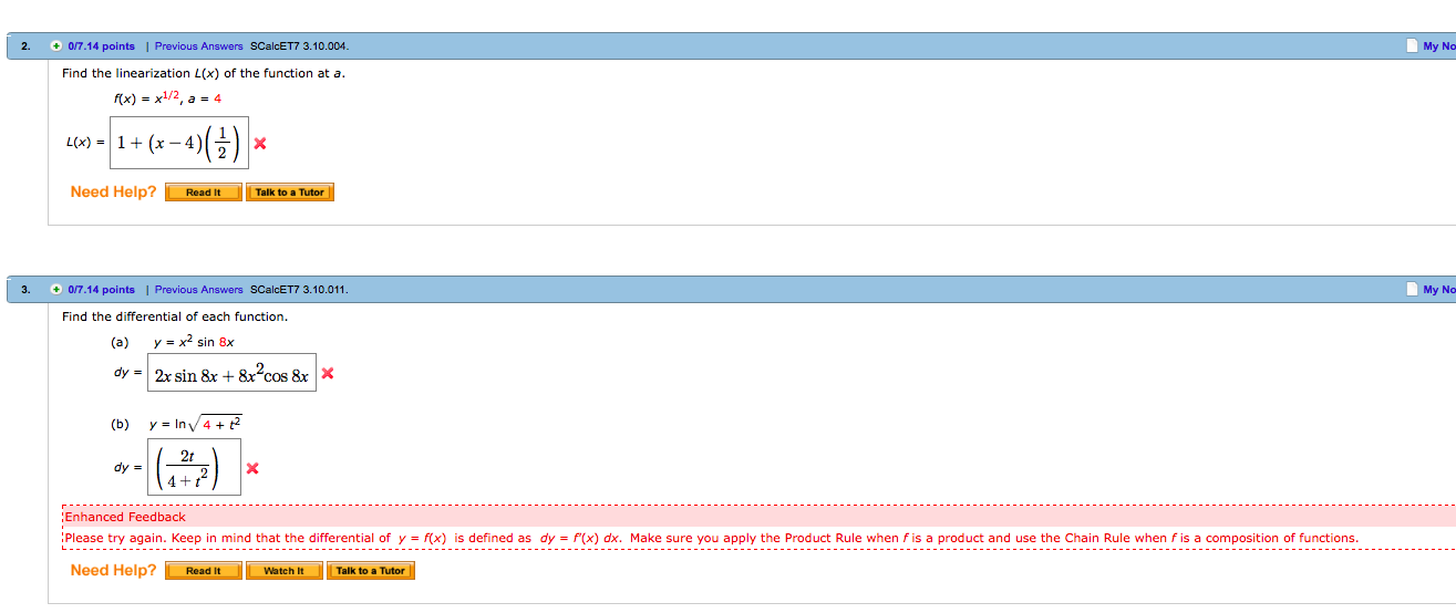 Solved Find The Linearization L X Of The Function At A