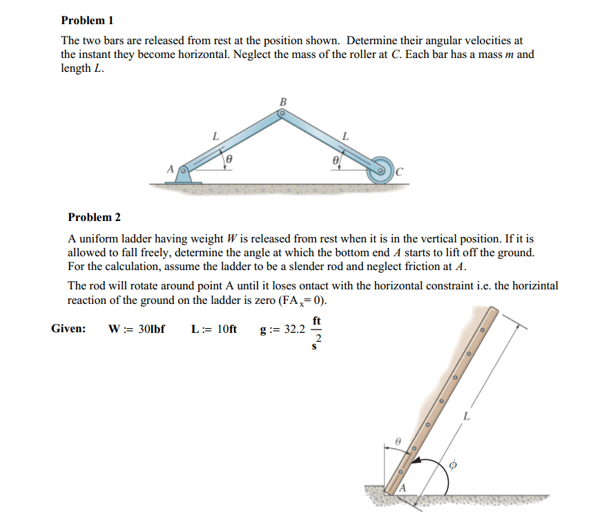 Solved The two bars are released from rest at the position | Chegg.com