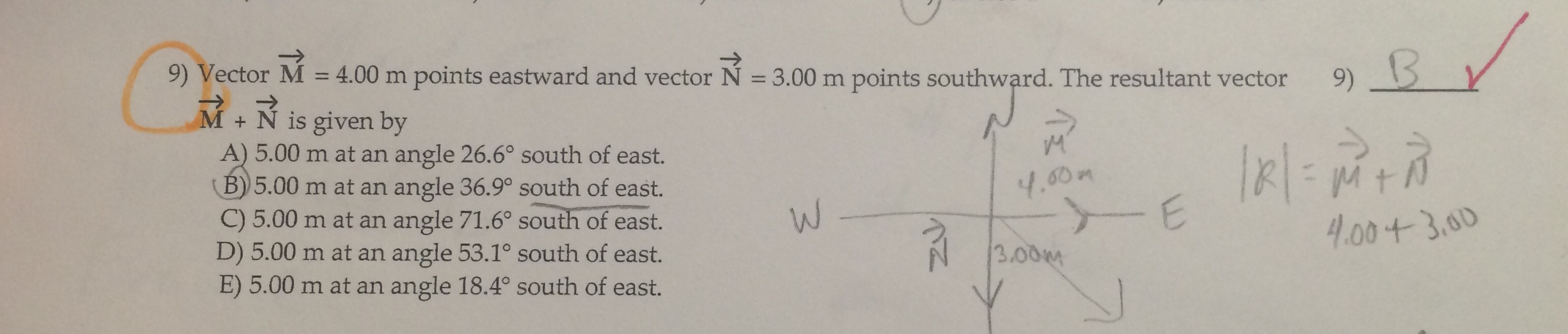 Solved Vector M = 4.00 m points eastward and vector N = 3.00 | Chegg.com