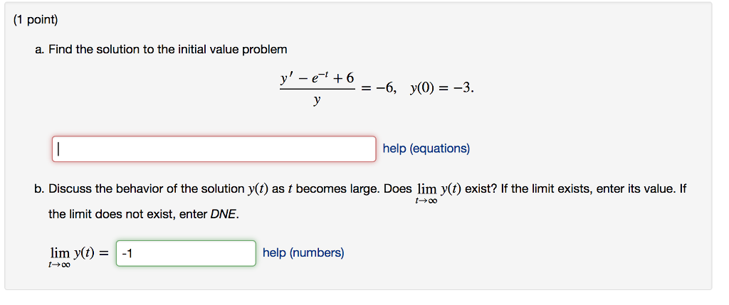 Solved Find The Solution To The Initial Value Problem Y