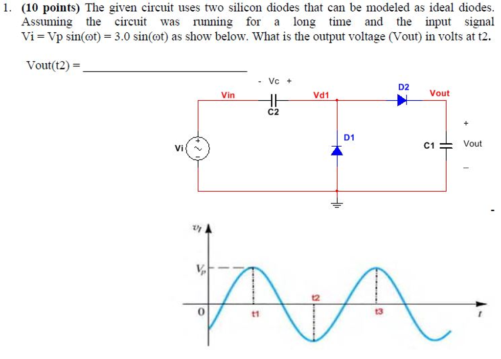 Solved The given circuit uses two silicon diodes that can be | Chegg.com