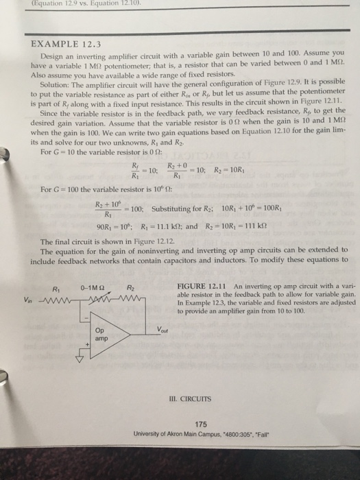 Solved An LF356 is used to implement the variable gain | Chegg.com