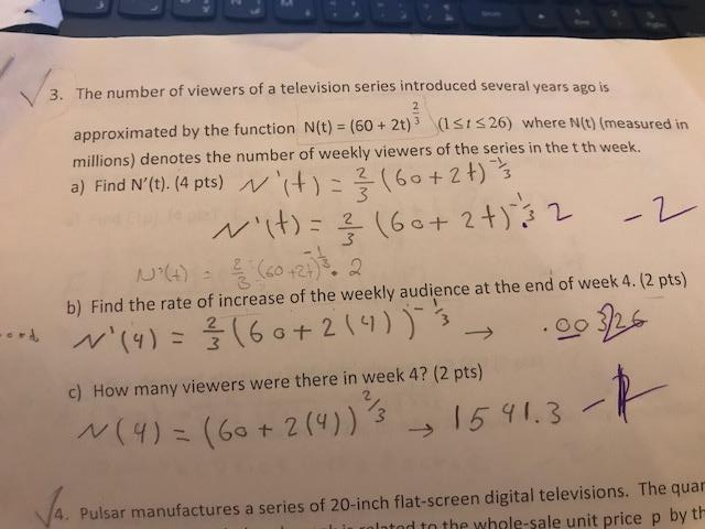 Solved 3. The number of viewers of a television series | Chegg.com