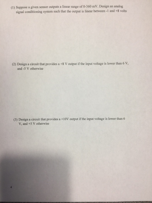 Solved Suppose a given sensor outputs a linear range of | Chegg.com
