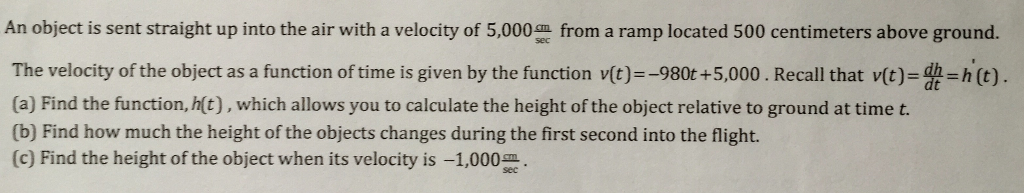 Solved An object is sent straight up into the air with a | Chegg.com