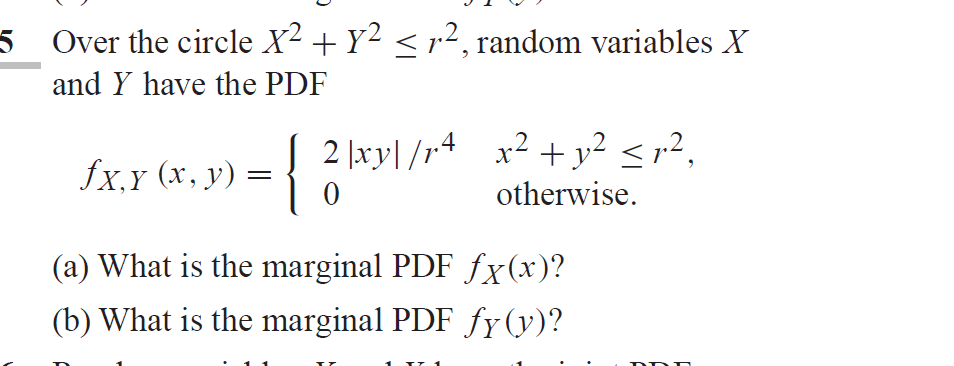 Solved Over the circle X2 + y2?,2, random variables X and Y | Chegg.com