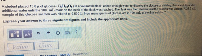 Solved A student placed 13.0 g of glucose (C_6 H_12 O_6) in | Chegg.com
