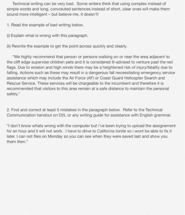 Solved Technical Writing Can Be Very Bad Some Writers Think Chegg