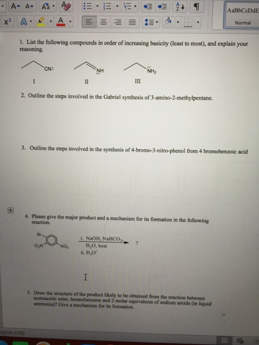 Solved List the following compounds in order of increasing | Chegg.com