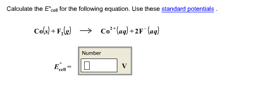Solved Calculate the E°cell for the following equation. Use | Chegg.com