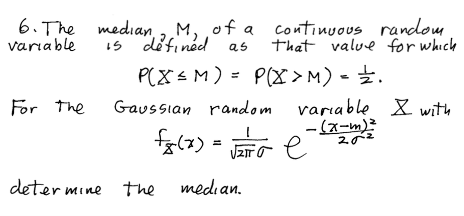 Solved The median, M of a continuous random variable is | Chegg.com