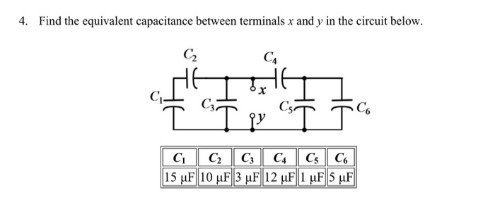 Solved Find the equivalent capacitance between terminals x | Chegg.com