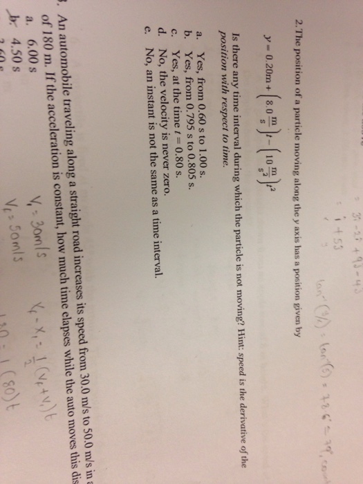Solved The position of a particle moving along the y axis | Chegg.com