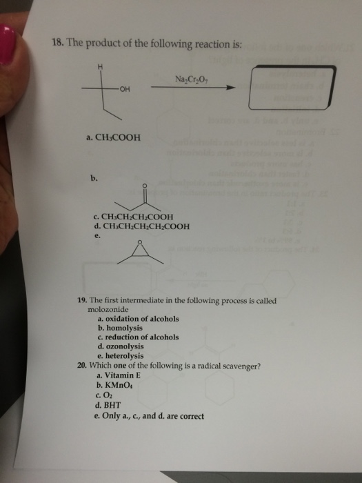 Solved 18. The product of the following reaction is : a. | Chegg.com