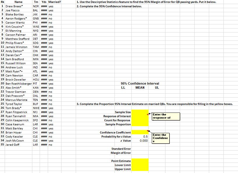 Use the information in the Excel sheet to answer the | Chegg.com