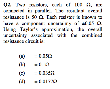 Solved Two resistors, each of 100 Ohm, are connected in | Chegg.com