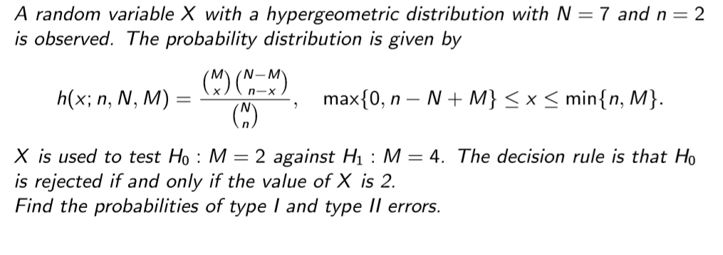 Solved A Random Variable X With A Hypergeometric 