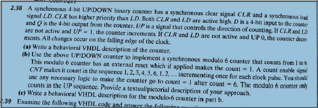 Solved A synchronous 4-bii UP/DOWN binary counter has a | Chegg.com