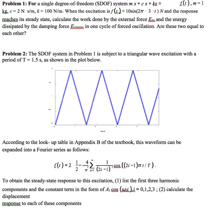 Solved For a single degree-of-freedom (SDOF) system m x + c | Chegg.com