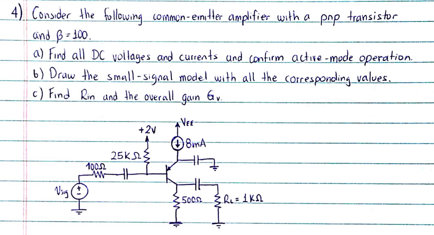 Solved: Consider The Following Common-emitter Amplifier Wi... | Chegg.com Solved: Consider The Following Common-emitter Amplifier Wi... | Chegg.com
