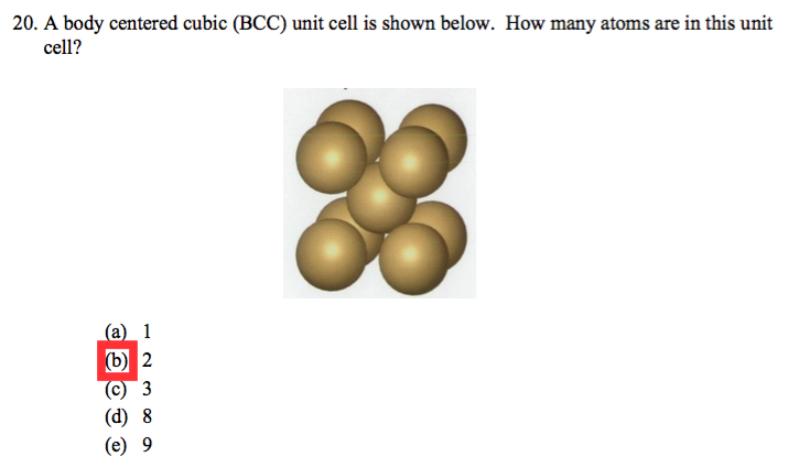 Solved A body centered cubic (BCC) unit cell is shown below. | Chegg.com