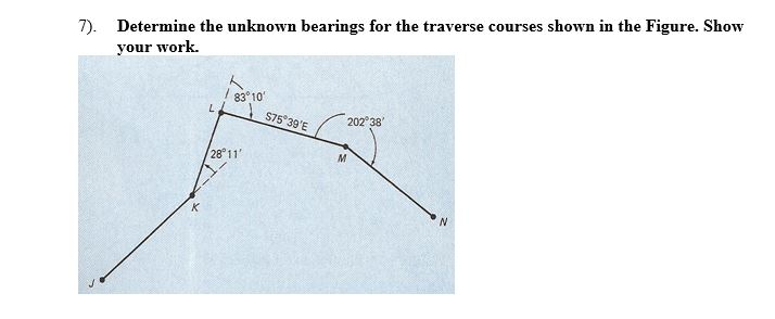 Solved Determine the unknown bearings for the traverse | Chegg.com