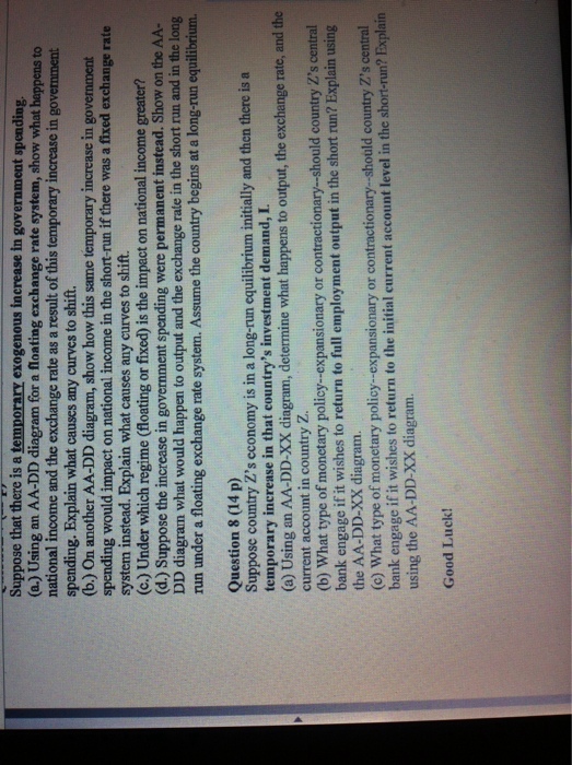 Solved Suppose that there is a temporary exogenous | Chegg.com