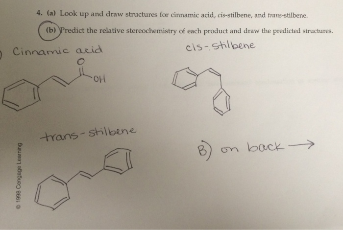 Solved Look up and draw structures for cinnamic acid, | Chegg.com