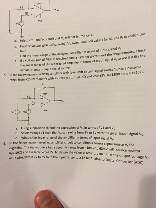 Solved In the following non inverting amplifier with level | Chegg.com