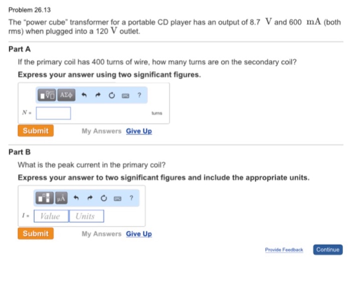 Solved The "power cube" transformer for a portable CD player | Chegg.com