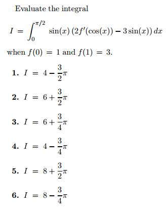 Solved Evaluate the integral I = integrate^pi/2_0 sin(x) | Chegg.com