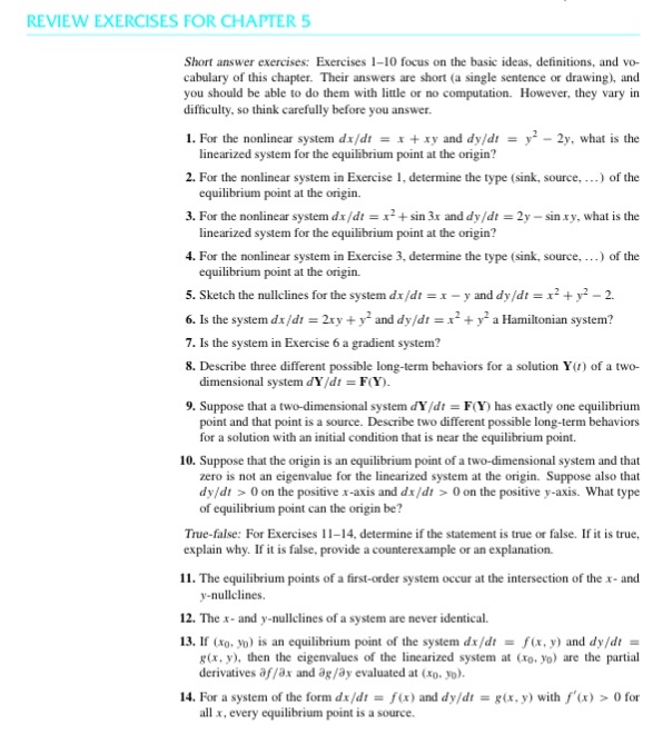 Solved REVIEWEXERCISES FOR CHAPTER 5 Short answer exercises: | Chegg.com