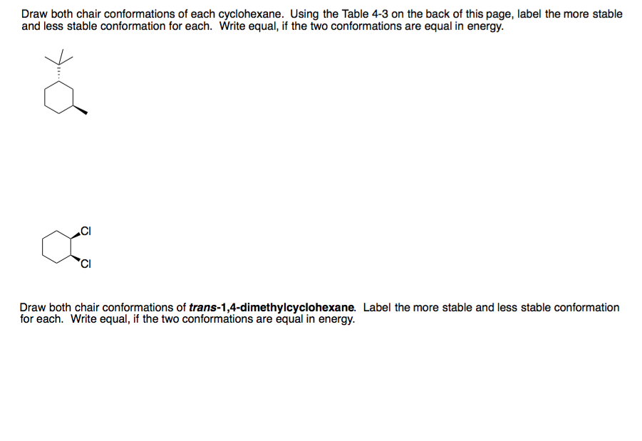 Solved Draw both chair conformations of each cyclohexane. | Chegg.com