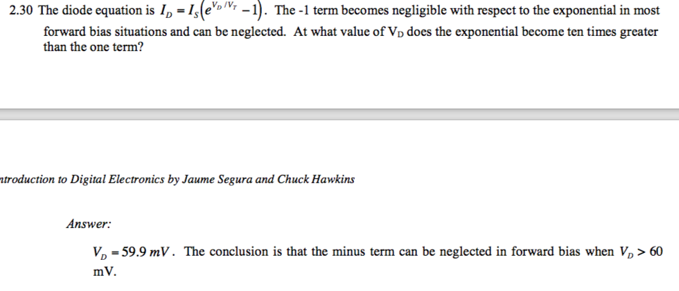 Solved The diode equation is I_D = I_s(e^v_D/v_r - 1). The | Chegg.com