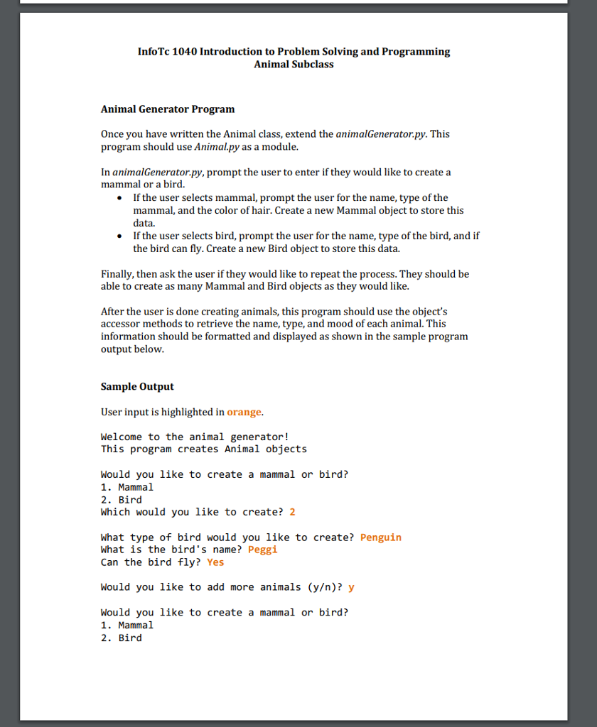 Solved InfoTc 1040 Introduction to Problem Solving and | Chegg.com