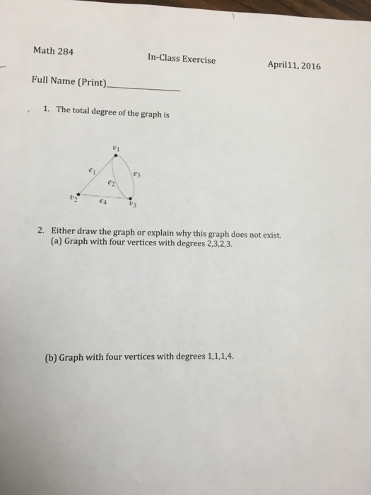 Solved The total degree of the graph is Either draw the | Chegg.com
