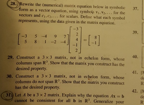 Solved 28. Rewrite the (numerical) matrix equation below in | Chegg.com