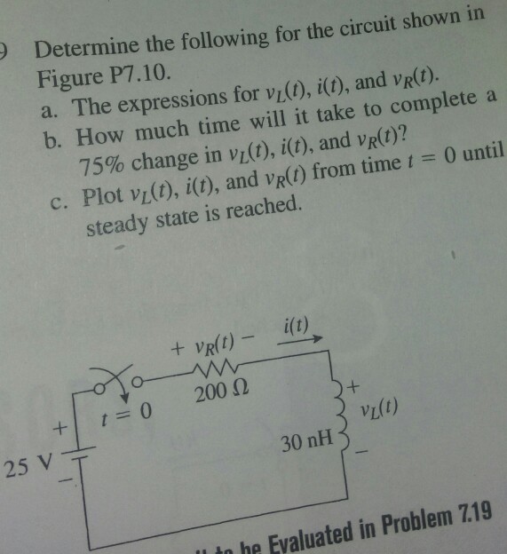 Solved 7.15 Determine the expressions for vc(t), i(t), and | Chegg.com