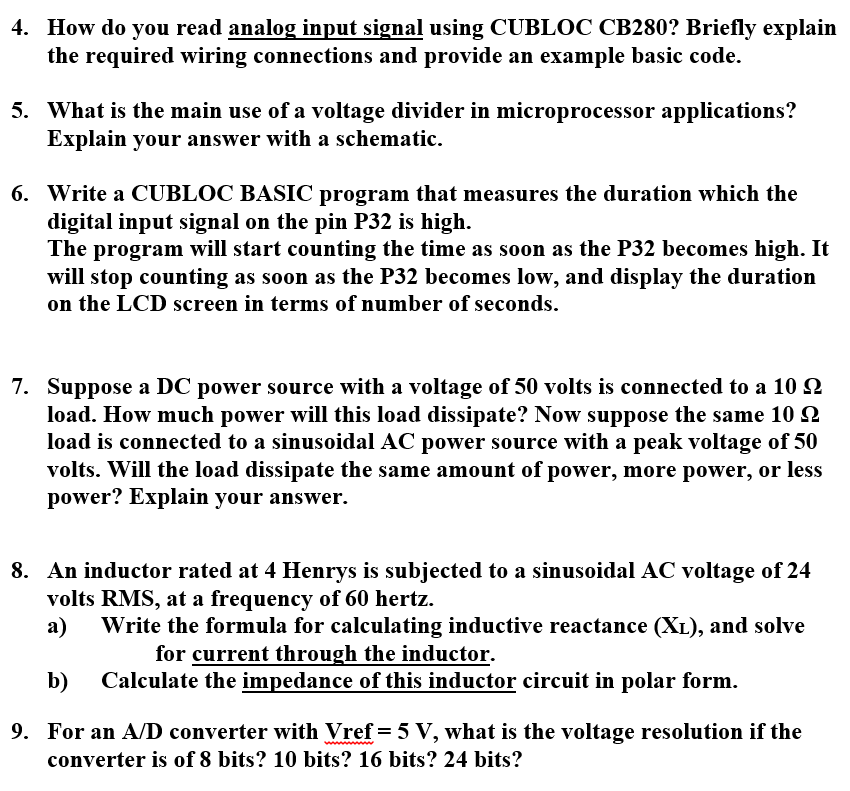 How do you read analog input signal using CUBLOC | Chegg.com