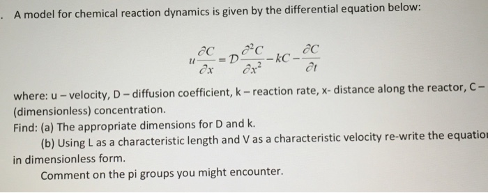 Solved A model for chemical reaction dynamics is given by | Chegg.com