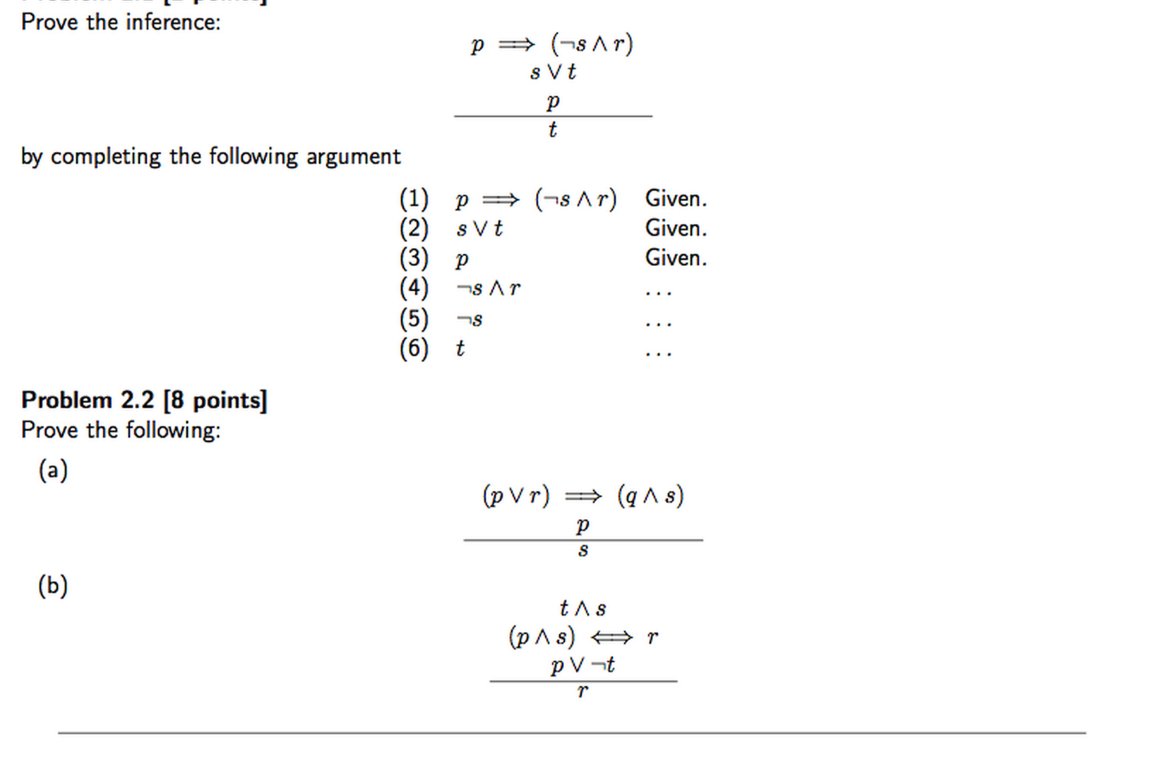 Prove the inference: s t p/t by completing the | Chegg.com