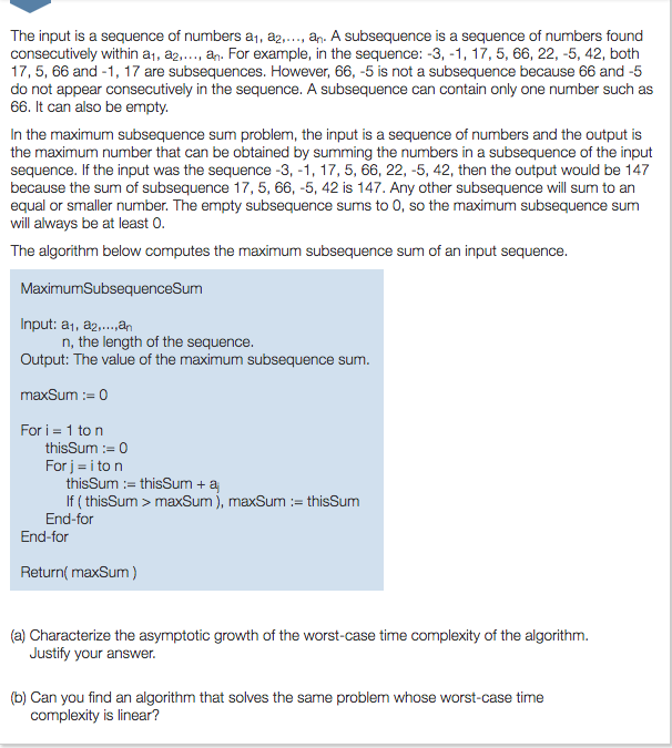 Solved The Input Is A Sequence Of Numbers A1 A2 An A 2852